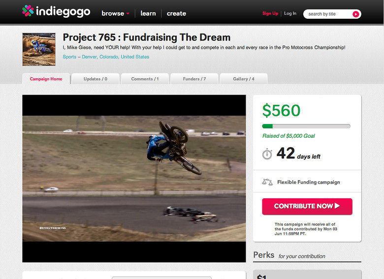 Project 765 - Help Mike Giese Get to the Nationals - Motocross Feature ...
