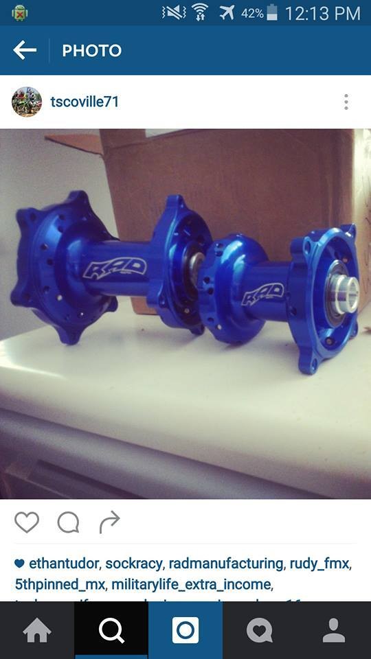 NEW RAD MFG KX250F/KX450F Blue hubs $300 - For Sale/Bazaar - Motocross ...
