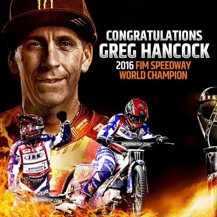 Greg Hancock World Speedway Champion 2016 - Moto-Related - Motocross ...