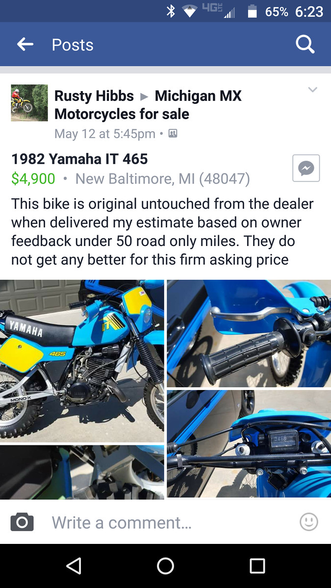 1982 Yamaha IT 465 in Michigan - For Sale/Bazaar - Motocross Forums ...