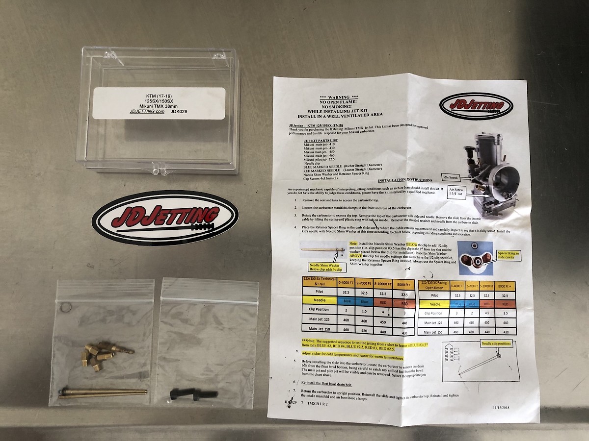 JD JET KIT KTM 125SX 150SX 17-2020 - For Sale/Bazaar - Motocross Forums ...
