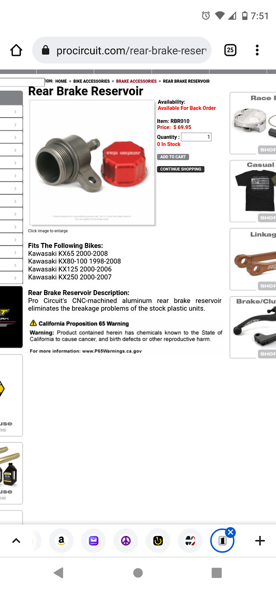 Wanted Pro Circuit brake reservoir kx65-500 - For Sale/Bazaar ...