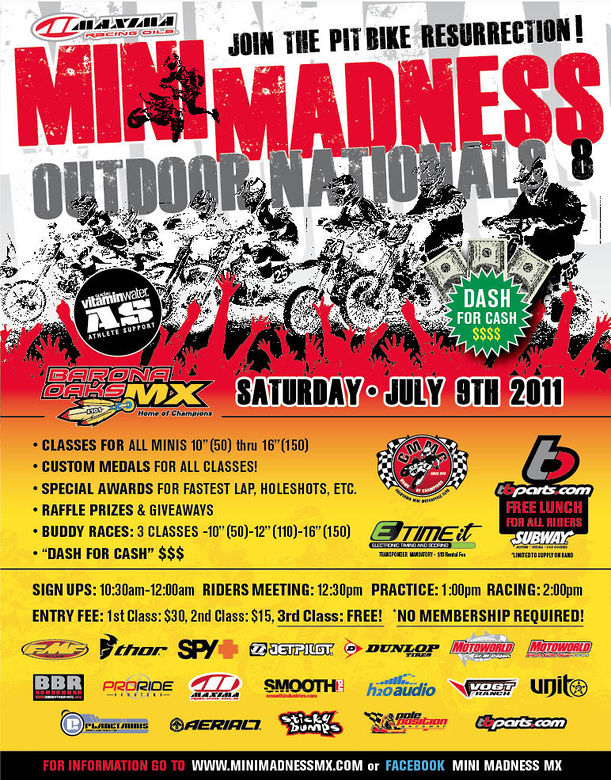 Maxima CMMC Mini Nationals and Mini Madness 8 at Barona Oaks MX This Weekend! - Motocross Press ...