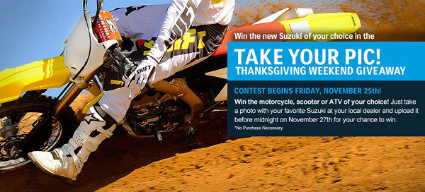 Suzuki Thanksgiving Weekend Giveaway - Motocross Press Releases - Vital MX