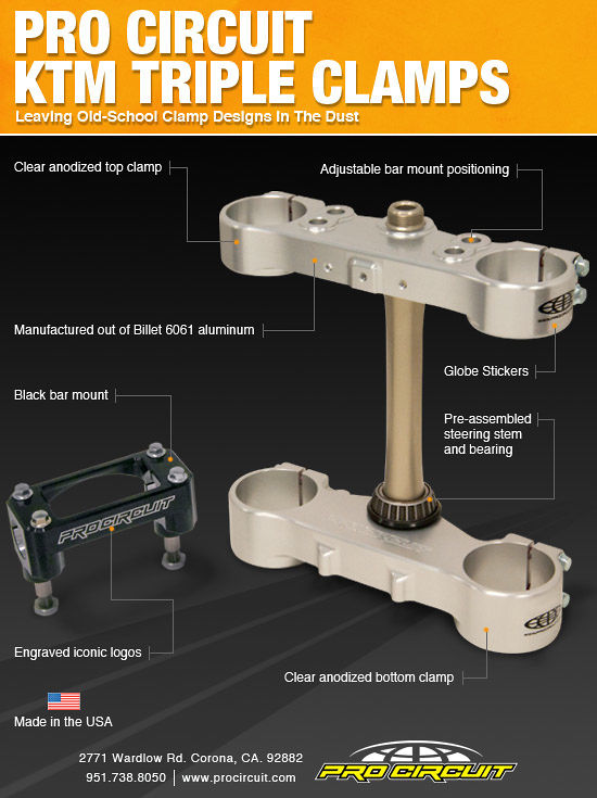 Introducing the Pro Circuit KTM Triple Clamps - Motocross Press ...