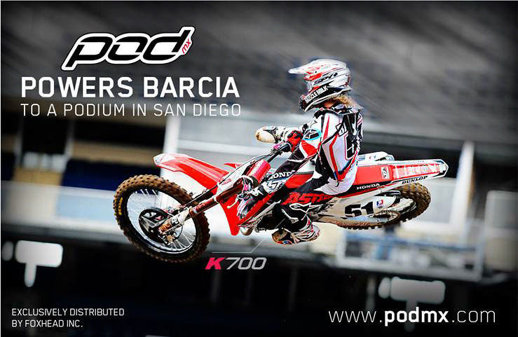 Pod Powers Barcia to a Podium in San Diego - Motocross Press Releases ...