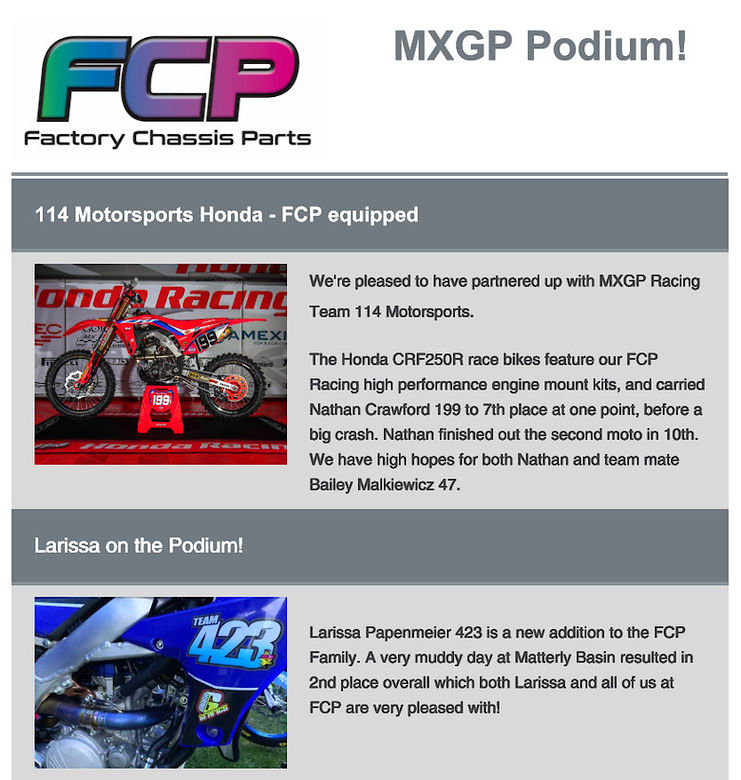 FCP Racing - On the Podium at MXGP - Motocross Press Releases - Vital MX