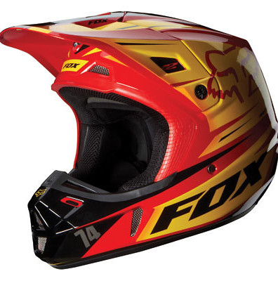 Fox Racing V2 Race Helmet 2014 Red/Yellow - Reviews, Comparisons, Specs ...