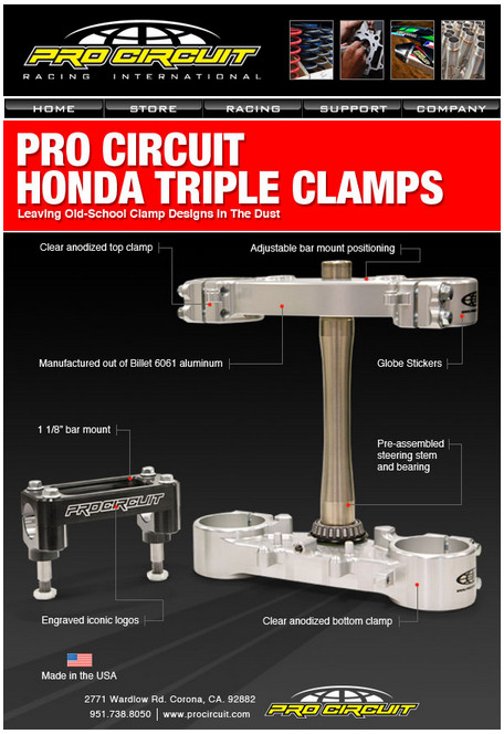 Pro Circuit 2013 Honda Triple Clamps - Motocross Press Releases - Vital MX