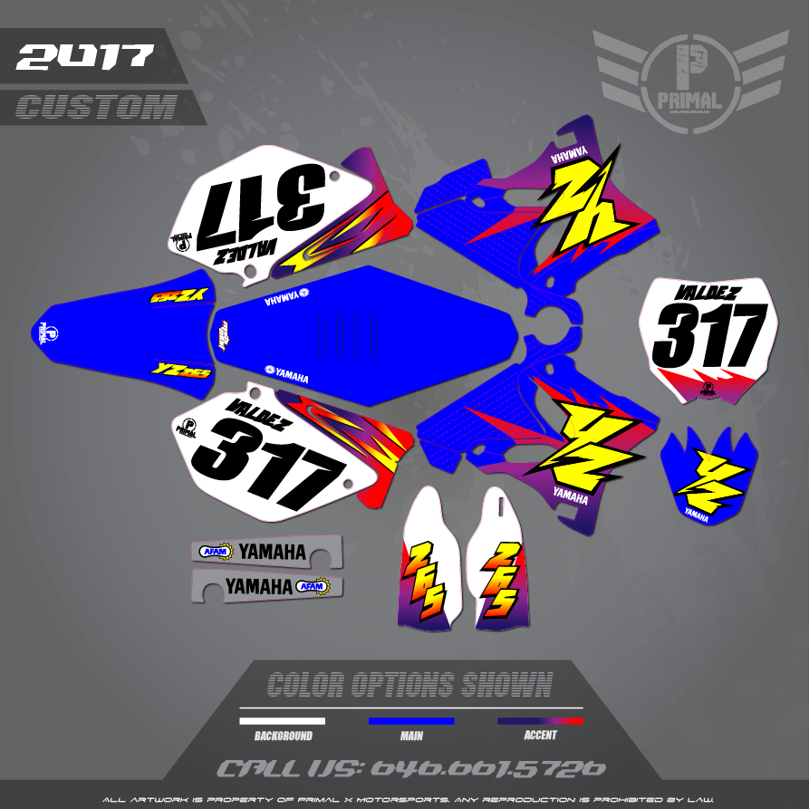 YZ250 CUSTOM MOTOCROSS GRAPHICS PRIMAL X MOTORSPORTS MX GRAPHICS VALDEZ ...