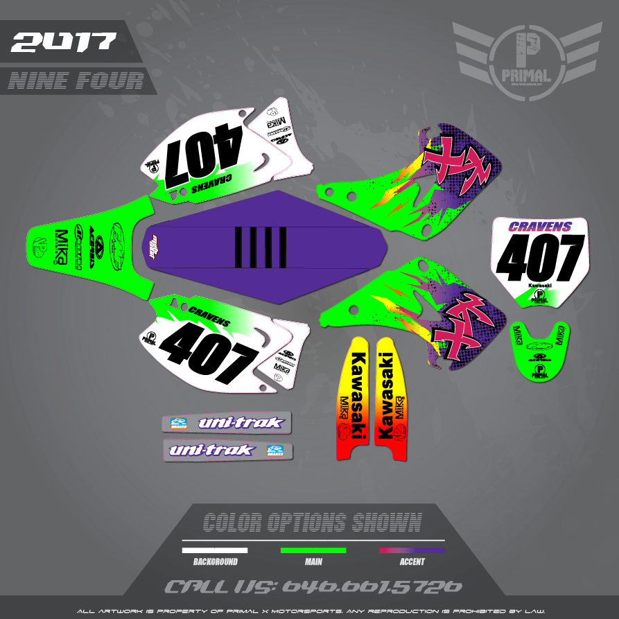 2004 KAWASAKI KX125 kx250 RETRO 1994 SERIES MOTOCROSS GRAPHICS PRIMAL X ...