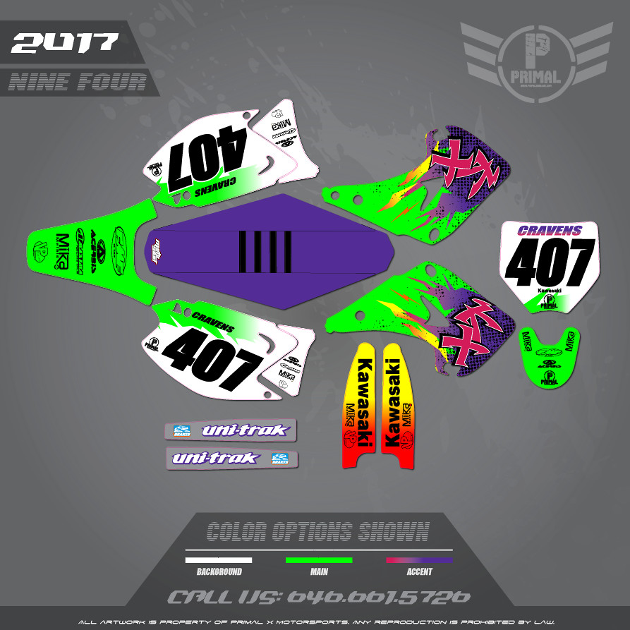 2004 KAWASAKI KX125 kx250 RETRO 1994 SERIES MOTOCROSS GRAPHICS PRIMAL X ...