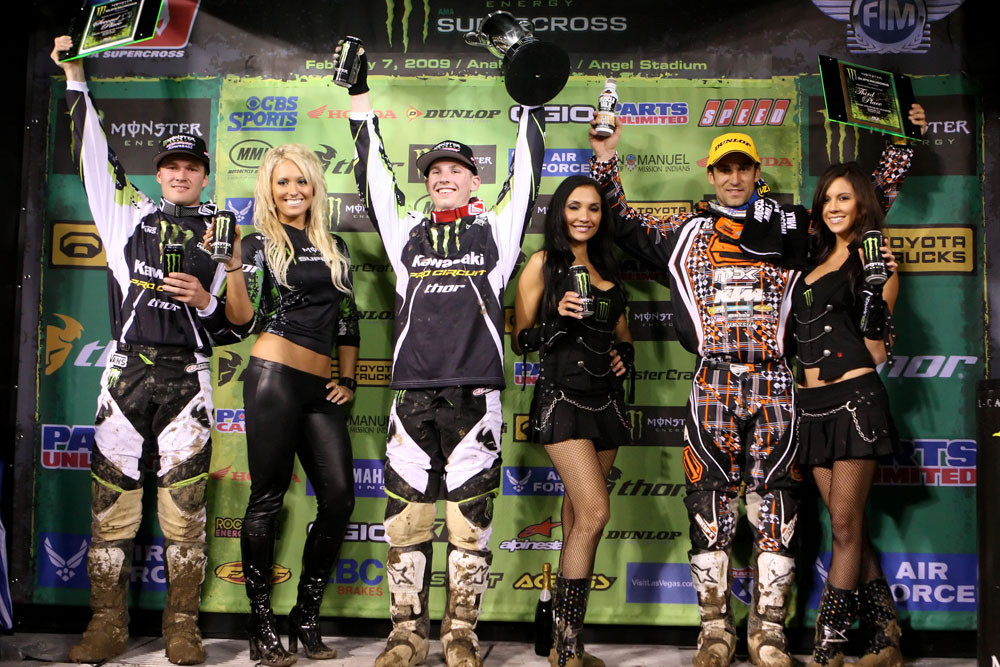 Supercross Lites podium: Ryan Morais, Jake Weimer, and Justin Brayton ...
