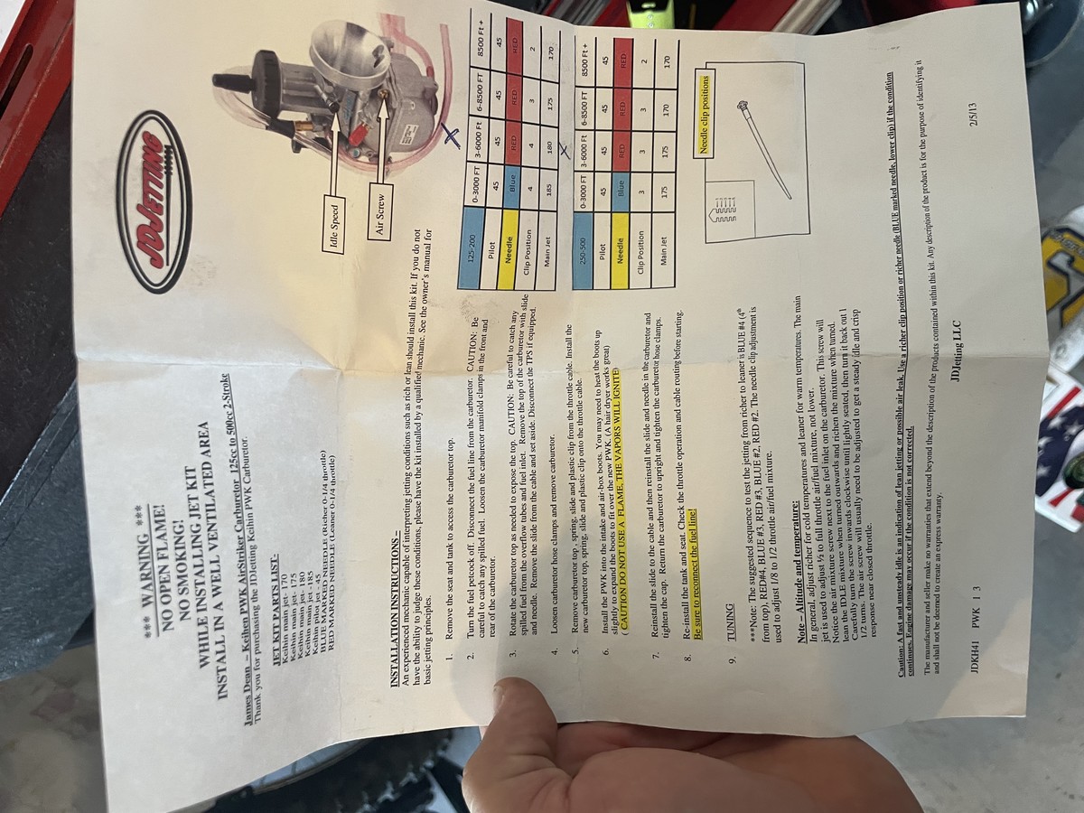 Jd jet kit for air striker 38mm - For Sale/Bazaar - Motocross Forums ...